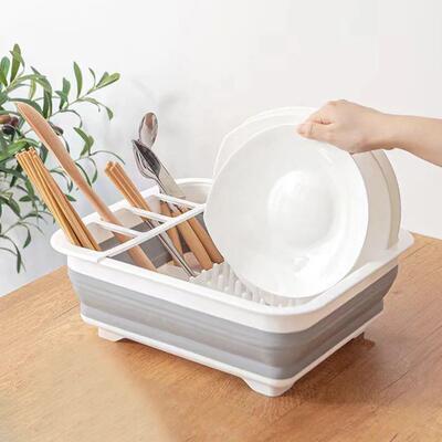 1PC Foldable Kitchen Storage Rack, Household Plastic Bowls,