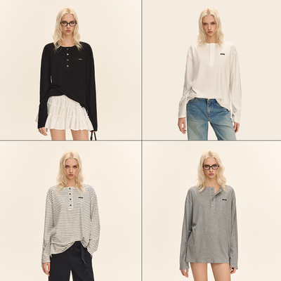 CLIMAX VISION莱赛尔舒弹透气罩衫/亨利领松弛感长袖T恤打底衫