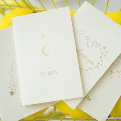 Gold Foil Star Moon Card Dreamy Wish Thanksgiving Thank You