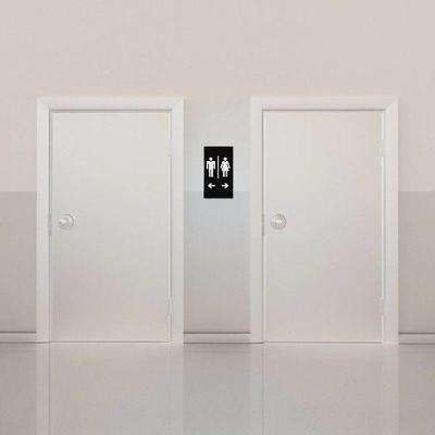 Acrylic Sign Toilet Door Printed Male and Female Pointing