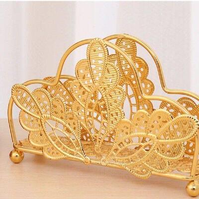 Wrought Iron Golden Tissue Holder Decorative Square Towel