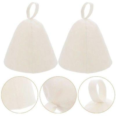 2 Pcs Shower Cap White Supple Head Protector Sauna Hat