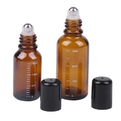 1PC Amber Roller Ball Essential Glass Bottle Empty Perfume