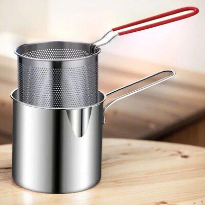 Stainless Steel Tempura Small Deep Frying Pan Deep Frying