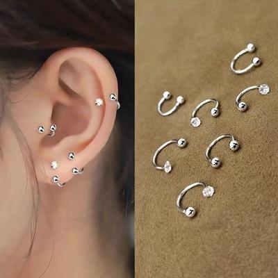 2 Pcs Stainless Steel Tragus Piercing Helix Studs Earrings f