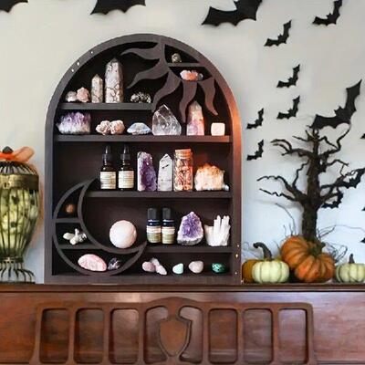 Wood Storage Shelf Wall Decoration Display Stand Gothic