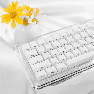 womier透明水晶侧刻果冻键帽透光粉色键盘键帽爱心雾透键帽小蜜蜂