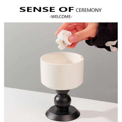 法式复古陶瓷桌面垃圾桶客厅茶几创意收纳桶卧室家用桌上小号餐桌