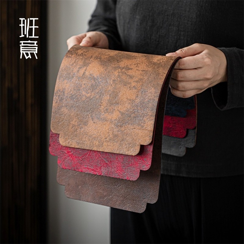 班意仿皮复古轻奢干泡茶席防水禅意干泡垫子茶盘垫复古长方形桌旗