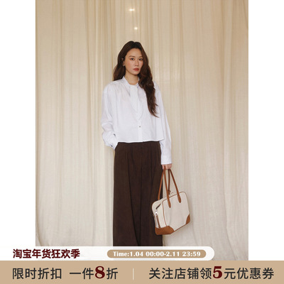 JOCOCHIC韩系简约条纹领带衬衫