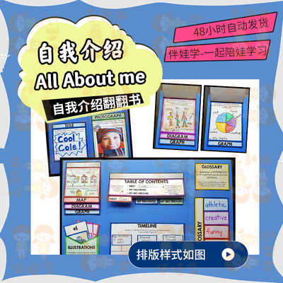 About me自我介绍关于我Lapbook英语DIY材料翻翻书英文电子版素材
