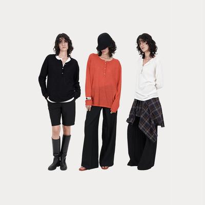 休闲针织衫COMMEUNTISSU亨利领