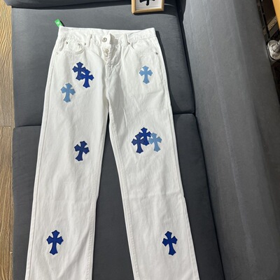 美式克罗高街十字架潮牌牛仔裤裤子男女水洗宽松直筒长裤休闲