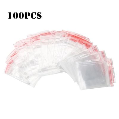 100Pcs Resealable Zip Lock Bags Plastic Transparent Packagin