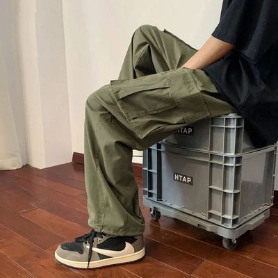 Military Green Amei Kao Men's Cargo Pants Summer Japanese St