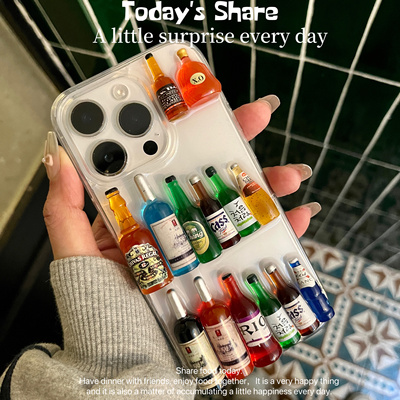 日韩立体创意酒瓶适用一加ACE5 3pro 2v手机壳1+13 12 11pro防摔1+10R 9RT软壳8pro保护套ace竞速少女7t日韩