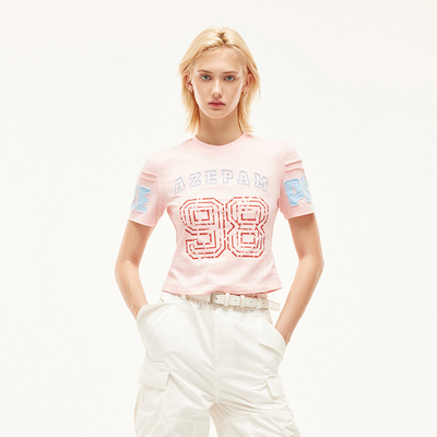 98撞色绿色粉色T恤1A1494