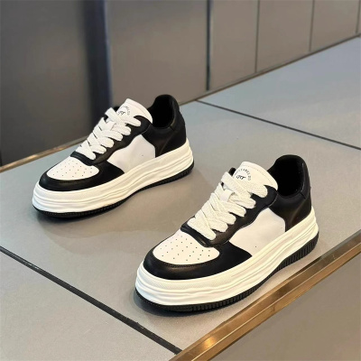 空军aj一号男鞋夏季透真皮厚底板鞋男士黑白熊猫运动休闲小白鞋子