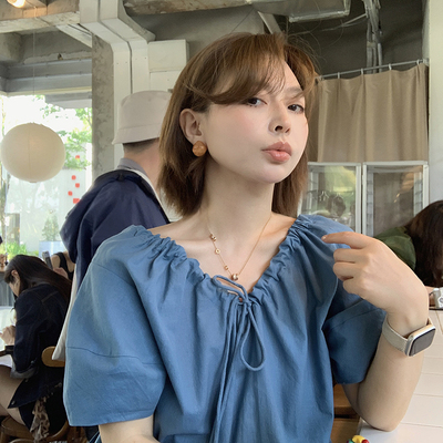 333sss显白！宽松慵懒气质棉麻苎麻v领荷叶边连衣裙长裙子女夏