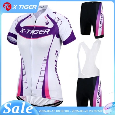 X-Tiger Women Cycling Set Team Skinsuit Short Uniform Cyclin