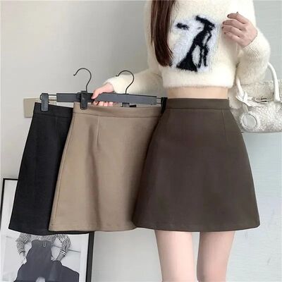 Autumn Winter Womens Woolen Skirt 2024 New Korean Style High