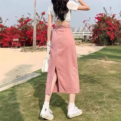 High Waist Denim Mini Skirt Women's Summer Small Size Midi L
