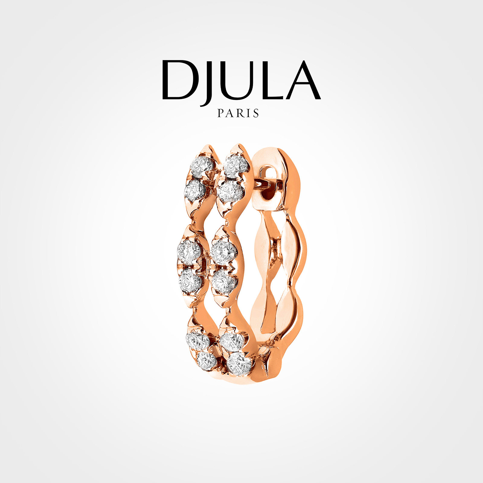 【618礼物】DJULA节日礼物茱蕊华丽摇滚18K金镶钻单只玫瑰金耳钉_虎窝淘