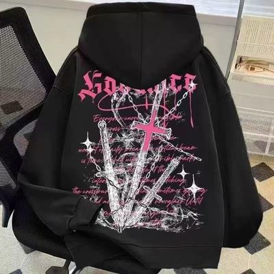 中大儿童美式国潮牌oversize宽松连帽卫衣秋冬男童酷帅外套上衣