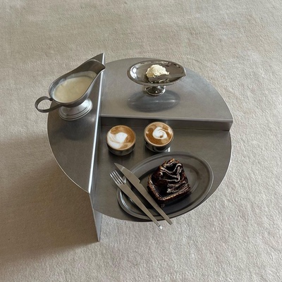 金属侘寂风不锈钢小茶几沙发边几