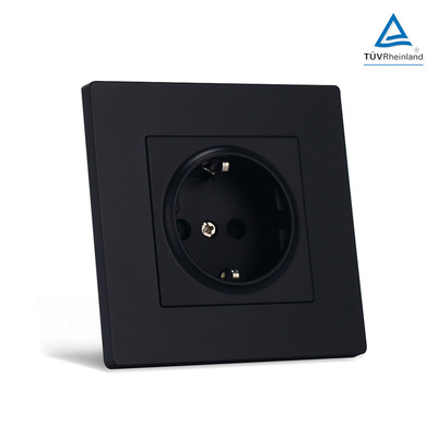 黑色插座CE欧标PC面板86型16A schuko socket 墙壁插座开关单双控