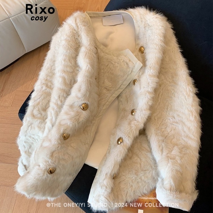 Rixo Cosy高级感皮草皮毛一体外套女2025名媛气质毛绒绒短款上衣