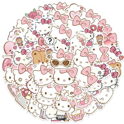 10/30/50PCS Cute Anime Pink Hello Kitty Stickers Sanrio
