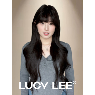 LUCYLEE扇贝网隐形半头套 一片式不用戴发网精修刘海黑茶卷假发片