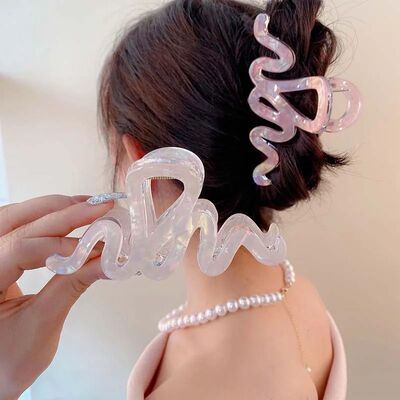 Fashion Jelly Color Acetate Wavy Hair Claw Clips For Women