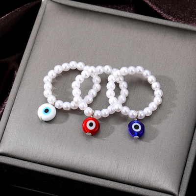 Simple Color Evil Eye Beads Ring For Women Friend Gift New