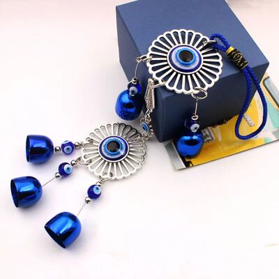 Hollow Blue Eye Bell Wind Chime Alloy Disc Pendant Devil's