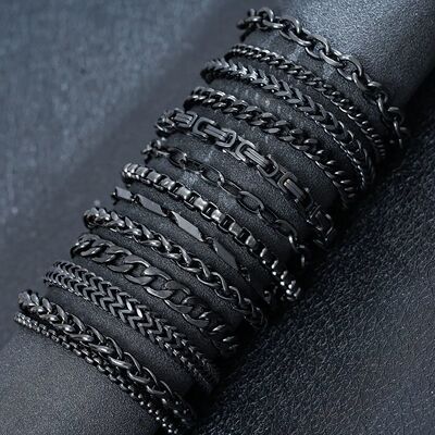New Stylish Black Metal Chain Bracelets for Men Women