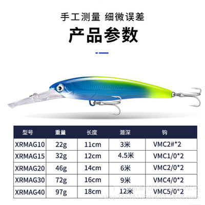 进口乐伯乐拖钓米诺潜水3米4米深海游侠x-rap鲅鱼拖钓饵宽嘴