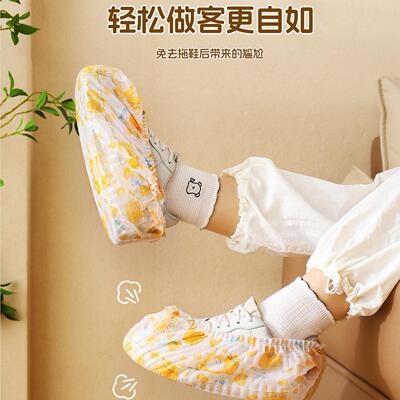 萌趣不织布抽取式鞋套家用室内加厚防滑耐磨一次性待客通用脚套ZP