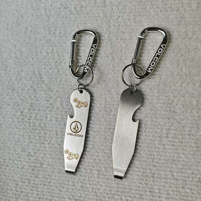 VOLCOM不锈钢开瓶器滑板钥匙扣钻石登山扣开罐器