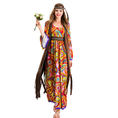 万圣节服装 复古70年代迪斯科嬉皮士演出服hippie costume角色服