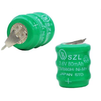 SZL80MA3.6V可充电3.6V80mAh镍氢镍镉锂电池焊脚2脚直插15*19mm