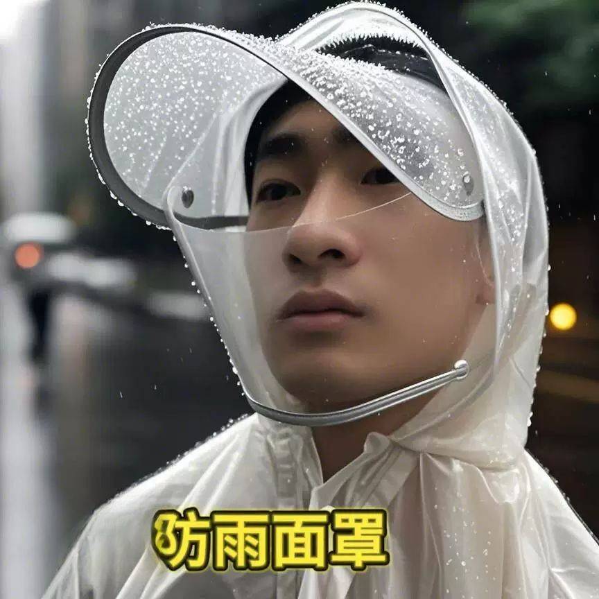 下雨骑车挡脸防雨神器面罩帽瞭望窗护脸遮雨帽外卖雨衣雨披骑行帽