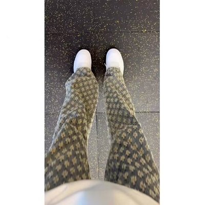 满印提花牛仔裤男女潮牌设计感小众美式vibe裤子高街直筒微喇裤男