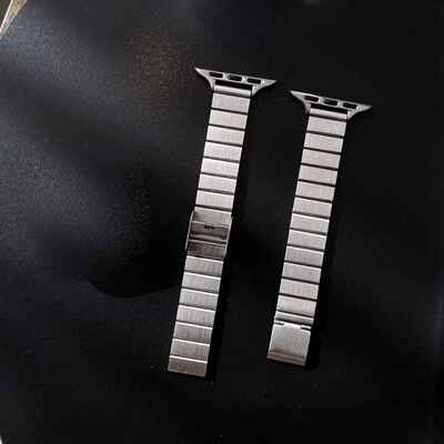 适用于苹果iwatch8代7654321新款竹节不锈钢细款表带金属表带