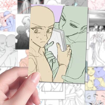 144张oc双人免模贴纸情侣闺蜜双人绘画模版绘画素材大全参考贴画