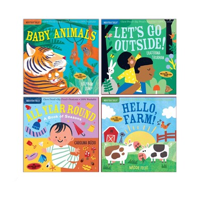 预售 英文原版 Indestructibles: The Wonderful World 奇妙世界 4册礼品套装 安全无毒可水洗撕不破咬不坏 0-2岁 Workman出品