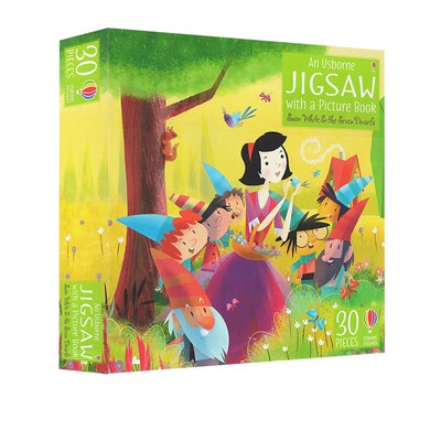 英文原版 Usborne Book and Jigsaw Snow White and the Seven Dwarfs 白雪公主和七个小矮人拼图 附拼图书 儿童早教益智拼图玩具