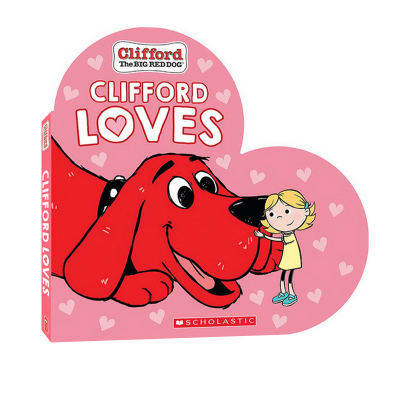 英文原版 Clifford Loves 大红狗克利弗德 趣味造型纸板书 爱的礼物书 儿童卡通动画故事绘本