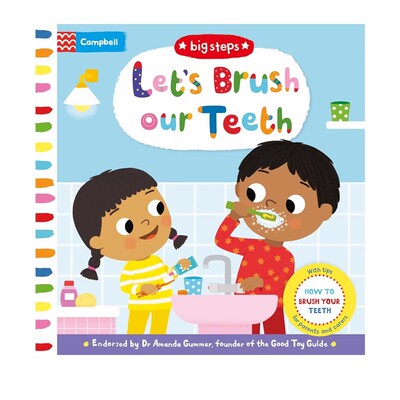 英文原版 Big Steps系列 Let's Brush our Teeth 让我们刷牙吧 翻翻书机关操作纸板书 幼儿生活习惯培养自理能力绘本